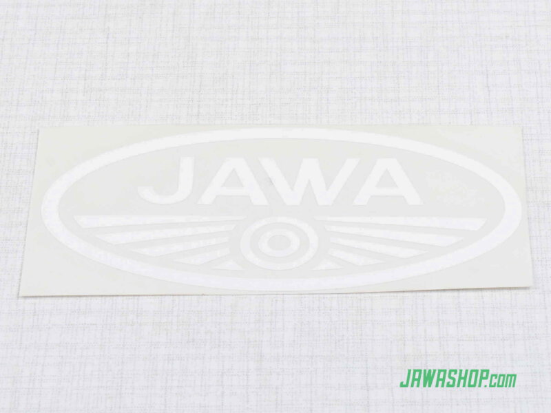 Sticker logo Jawa 100x50mm - white (Jawa) - JawaShop.com